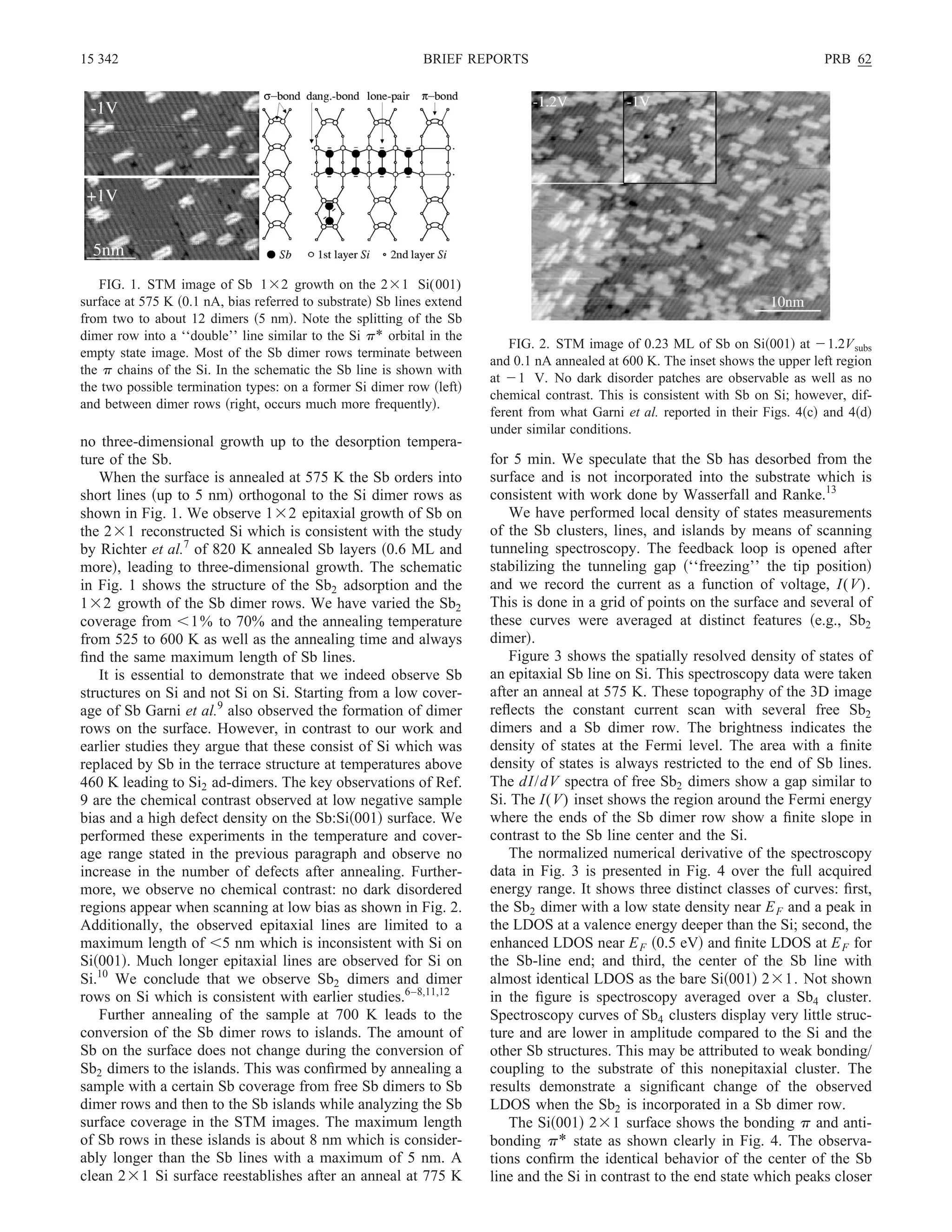 2000 surface polymerization of epitaxial sb wires on si(001) | PDF