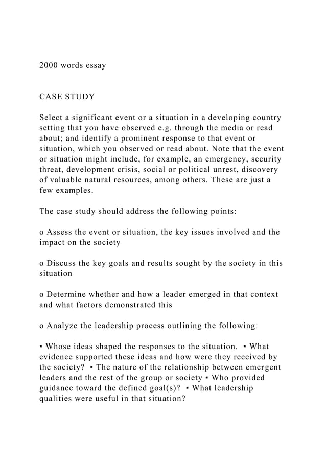 2000 words essay CASE STUDY Select a significant event o.docx