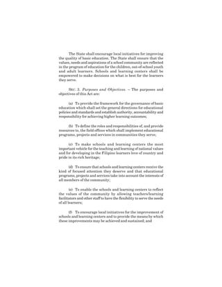 20010811 ra-9155- Governance for Basic Education | PDF