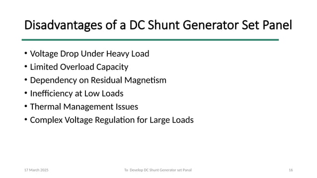 DC SHUNT GENERATOR SET PANALDC SHUNT GENERATOR SET PANAL | PPTX