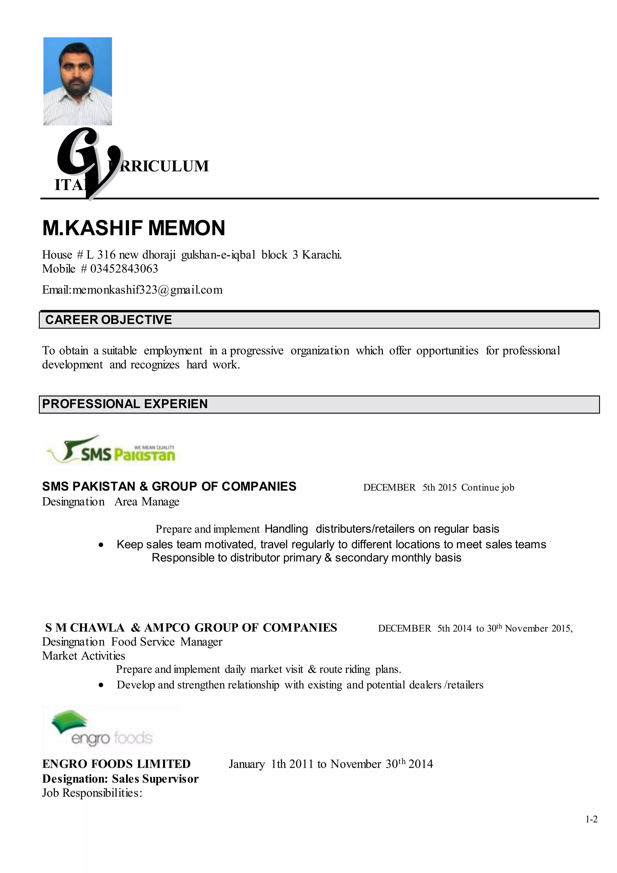 cv kashif memon | DOCX