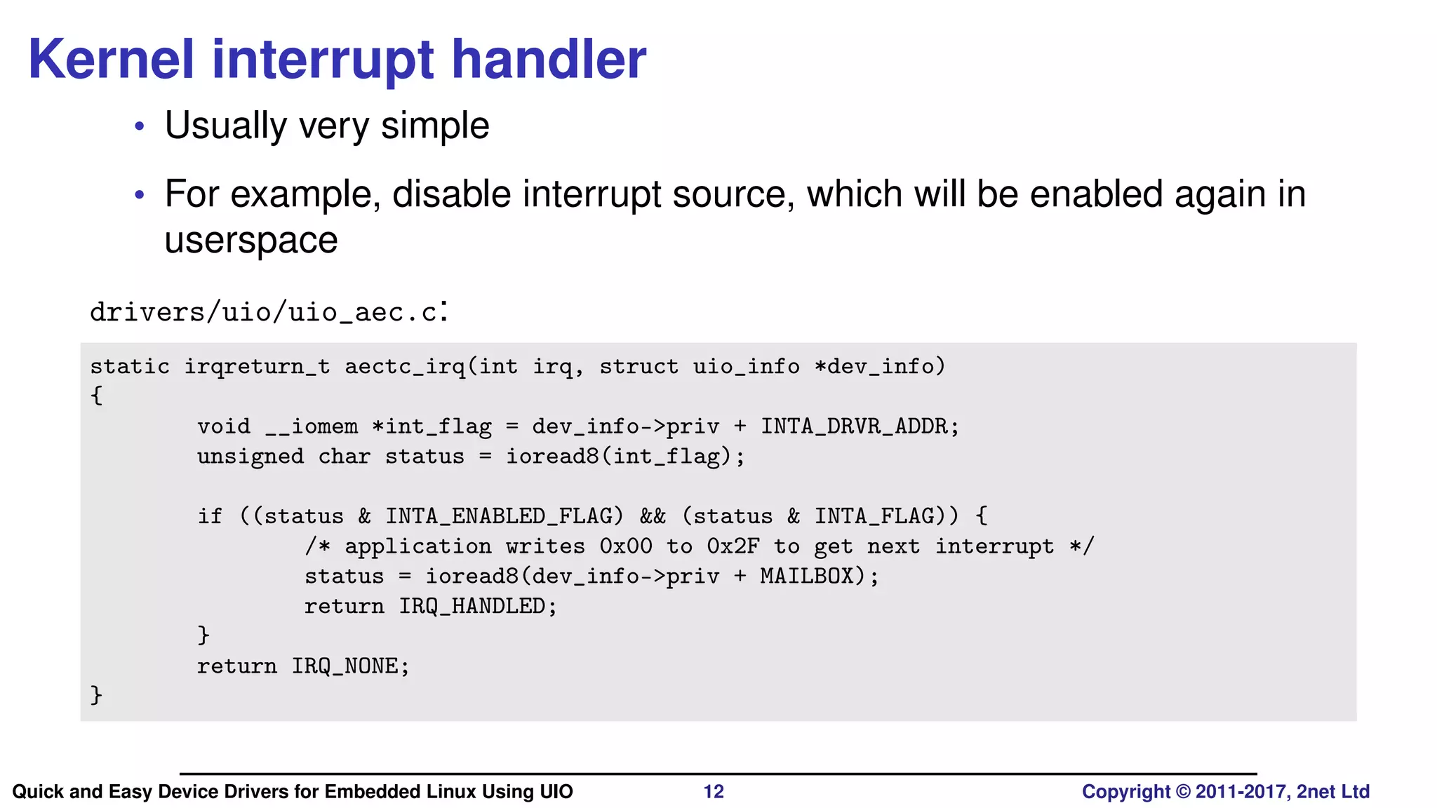 Quick and Easy Device Drivers for Embedded Linux Using UIO | PDF