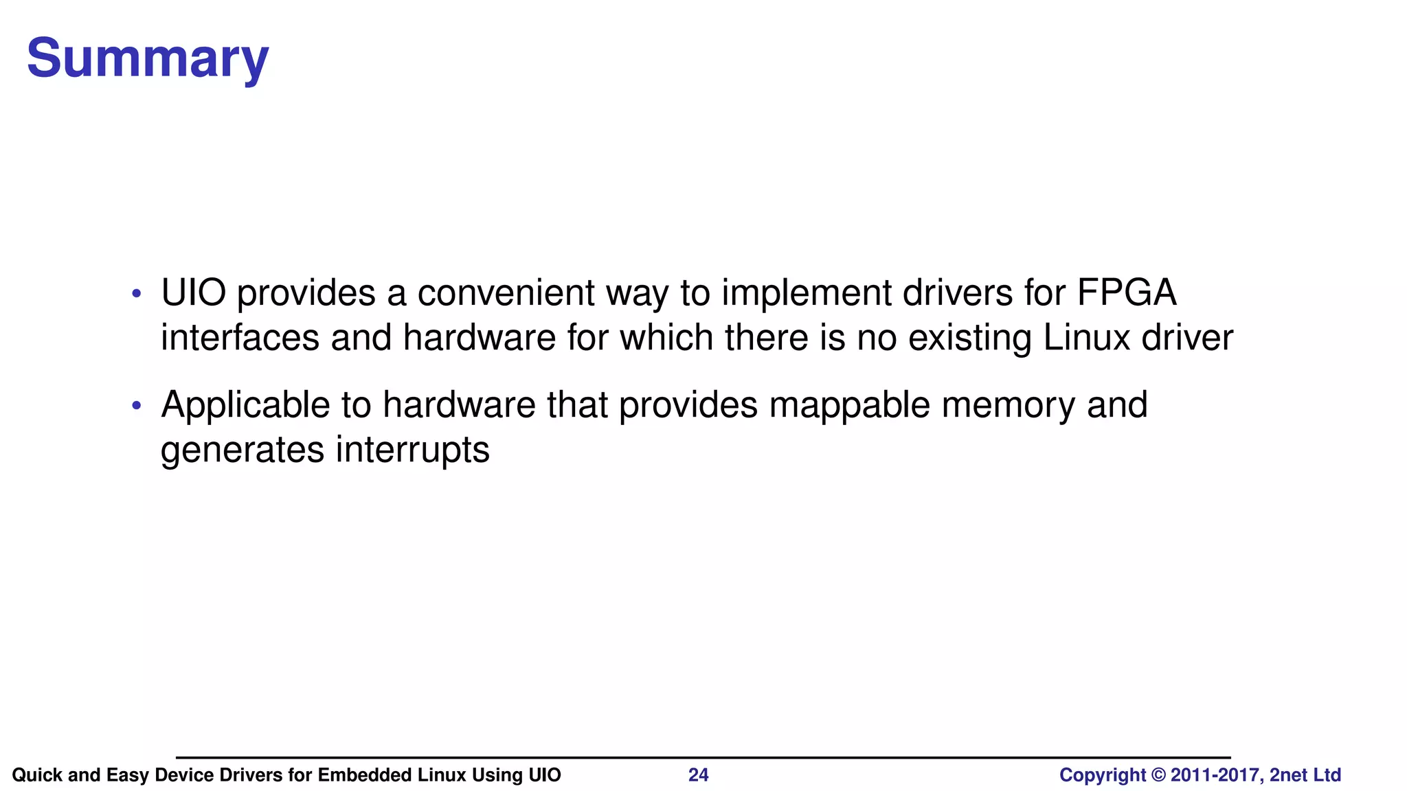 Quick and Easy Device Drivers for Embedded Linux Using UIO | PDF