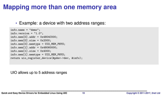 Quick and Easy Device Drivers for Embedded Linux Using UIO | PPT