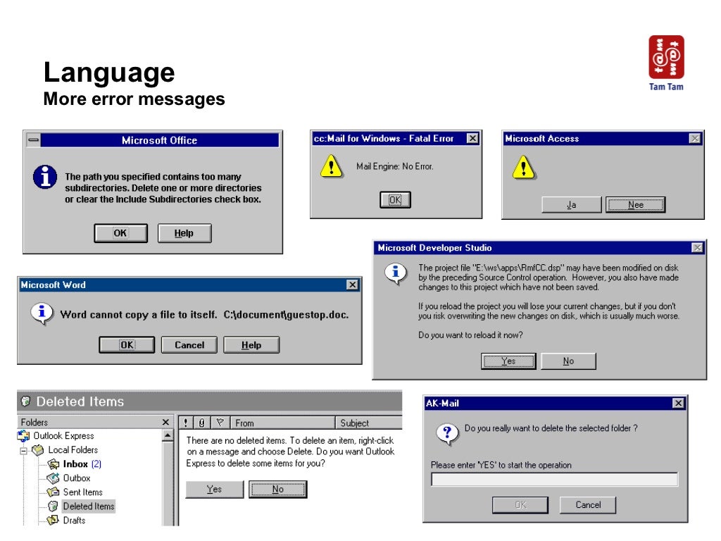 Language More error messages