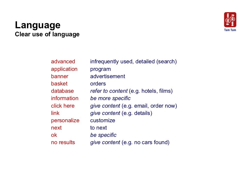 Language Clear use of language