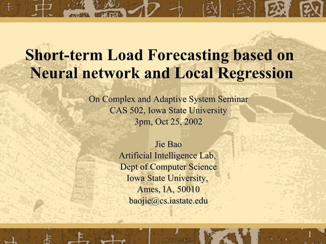 Short-term Load Forecasting based on Neural network and Local Regression | PPT
