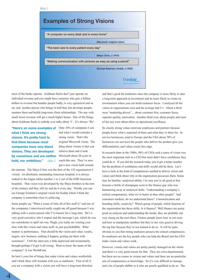 hugh davidson vision and value | PDF