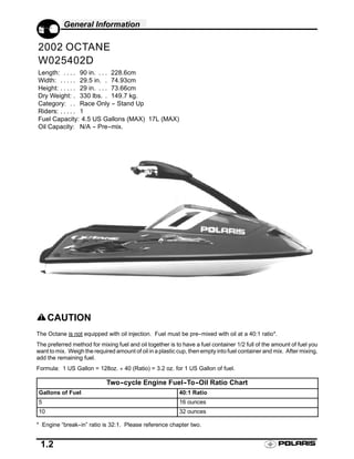 2002 polaris octane personal watercraft service repair manual | PDF