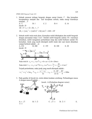 UMPTN Fisika 2002 region I Kode 121 | PDF