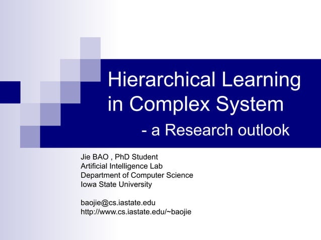 Hierarchical Learning in Complex System | PPT