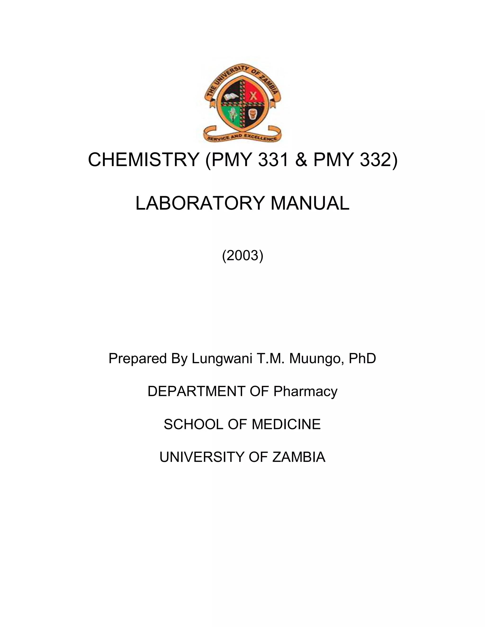 2003 chemistry laboratory manual 1 | PDF
