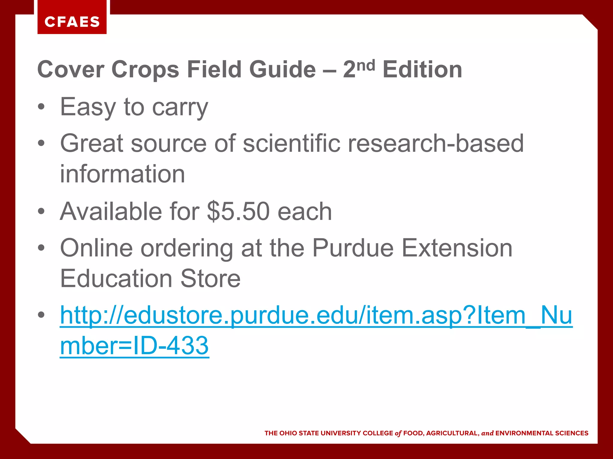 Sarah Noggle - Cover Crop Selector | PPT