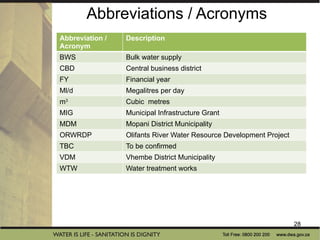WaterProvision for Nandoni and De Hoop Dam in Limpopo | PPTX