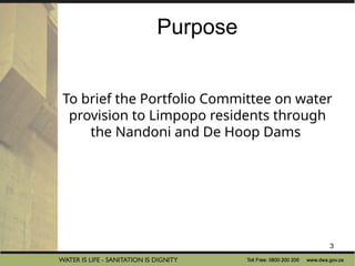 WaterProvision for Nandoni and De Hoop Dam in Limpopo | PPTX