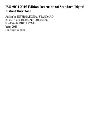 ISO 9001 2015 Edition International Standard | PDF