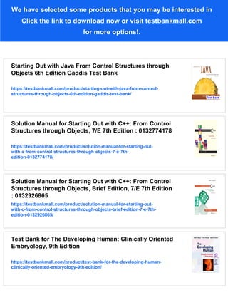 Solution Manual for Starting Out with C++ from Control Structures to Objects, 9th Edition, Tony ...