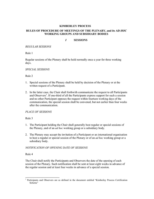 2003 Administrative Decision Kimberley Process Rules of Procedure ...