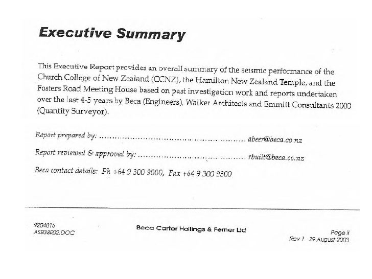 2003 Beca Structural Engineering Report Review