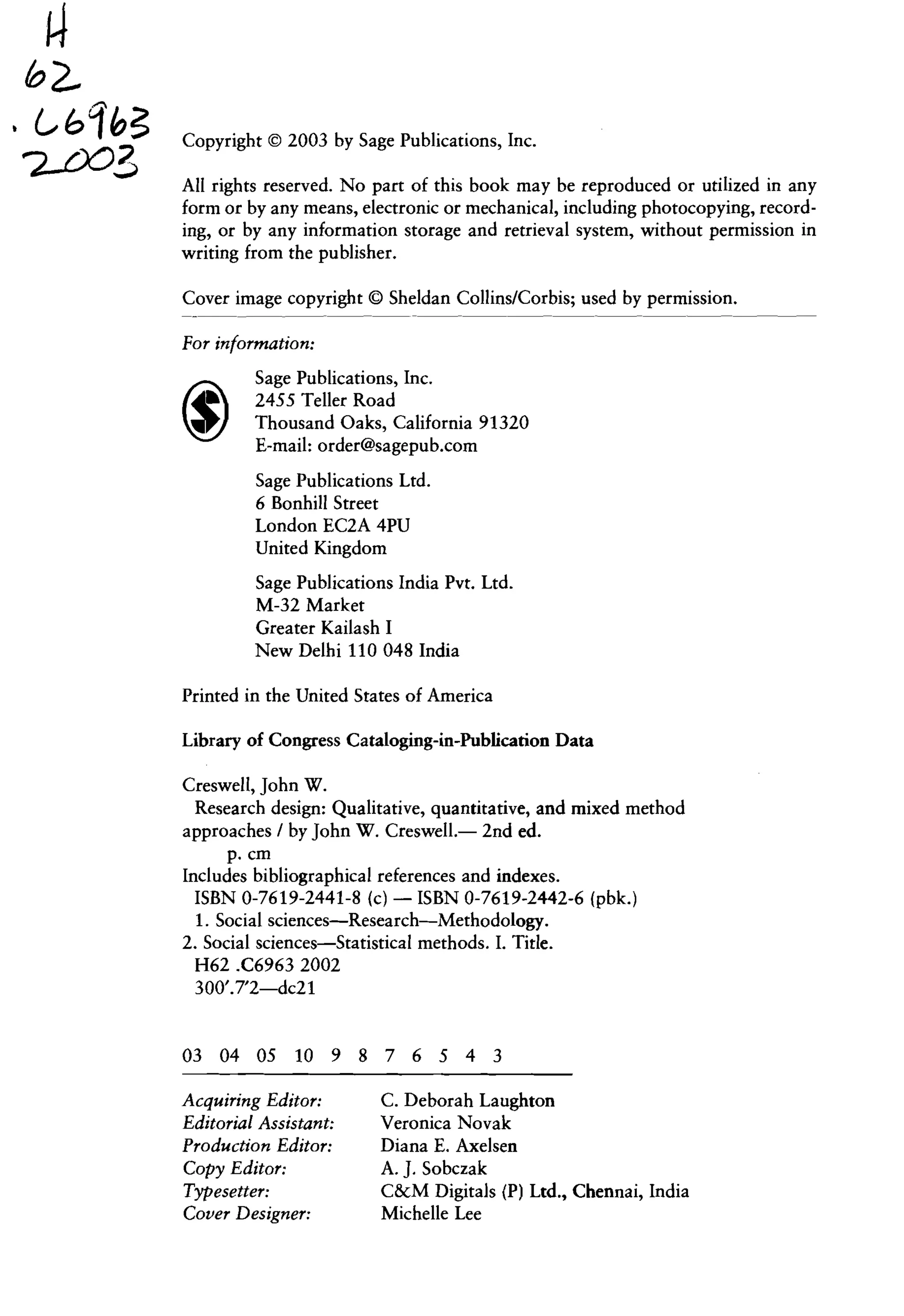 2003 creswell a framework for design | PDF