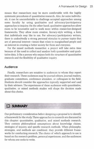 2003 creswell a framework for design | PDF