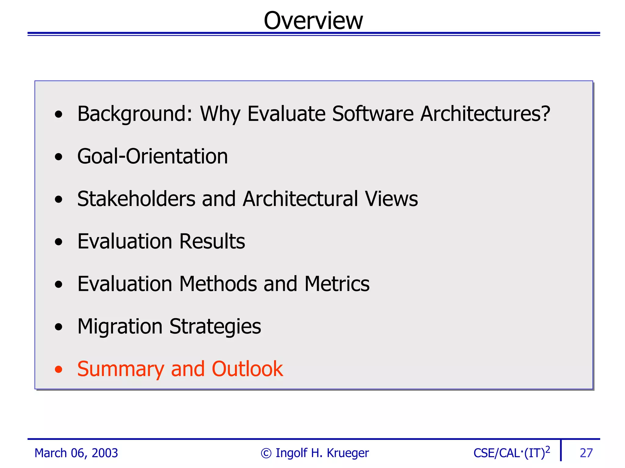 Evaluating Software Architectures | PDF