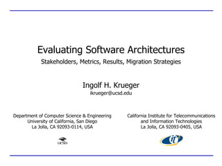 Evaluating Software Architectures | PDF