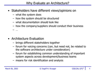 Evaluating Software Architectures | PDF