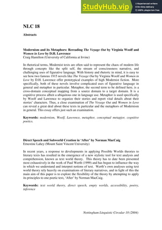 2004. Modernism And Its Metaphors Rereading The Voyage Out By Virginia ...
