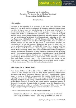 2004. Modernism And Its Metaphors Rereading The Voyage Out By Virginia ...