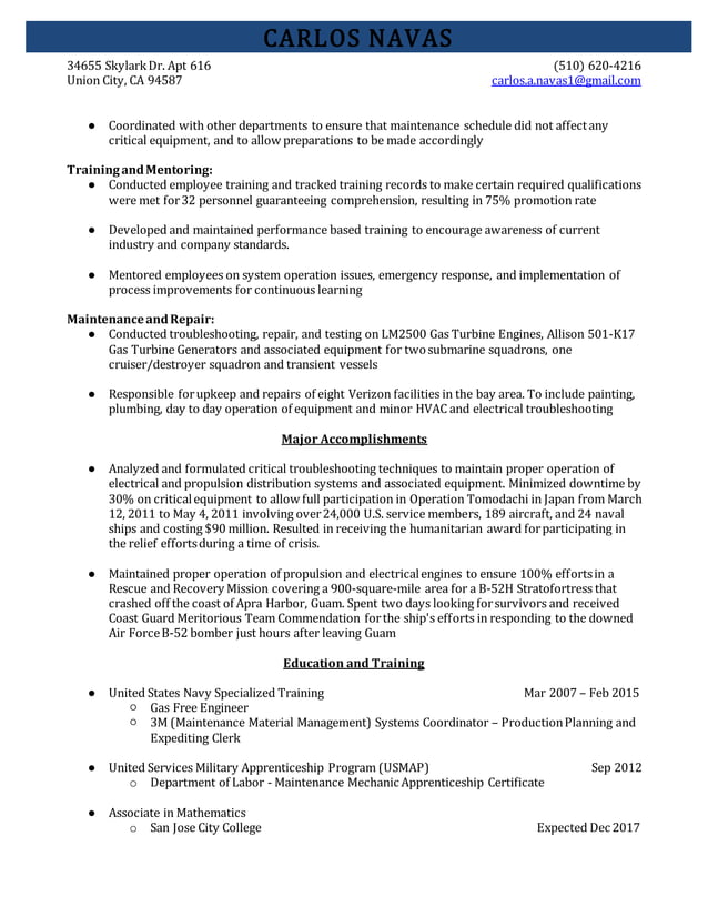Carlos Navas Resume | PDF