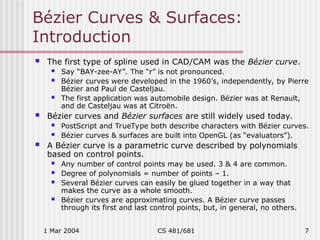 Bézier curves & Surfaces Glenn G.chappell | PPT
