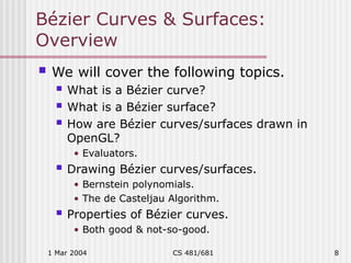 Bézier curves & Surfaces Glenn G.chappell | PPT