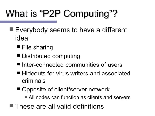 Lecture: Software Agents and P2P | PPT