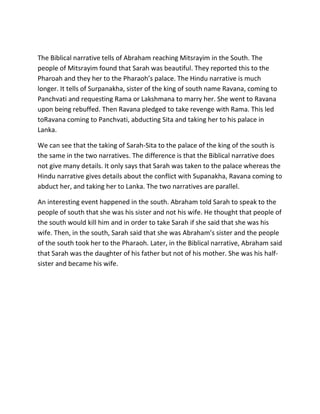 The differences in narratives of Rama and Abraham are mutually ...