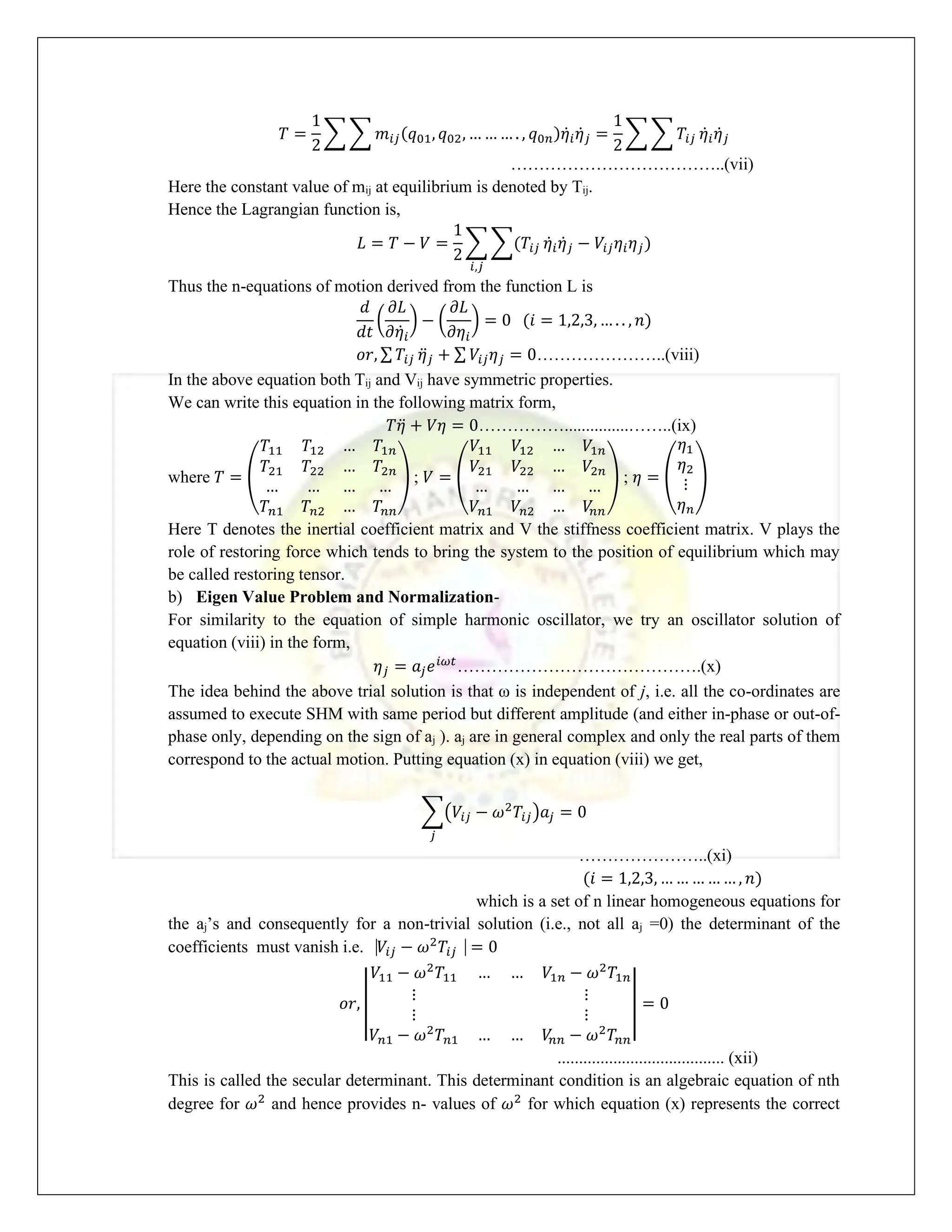 small oscillations.pdf | Chemistry | Science
