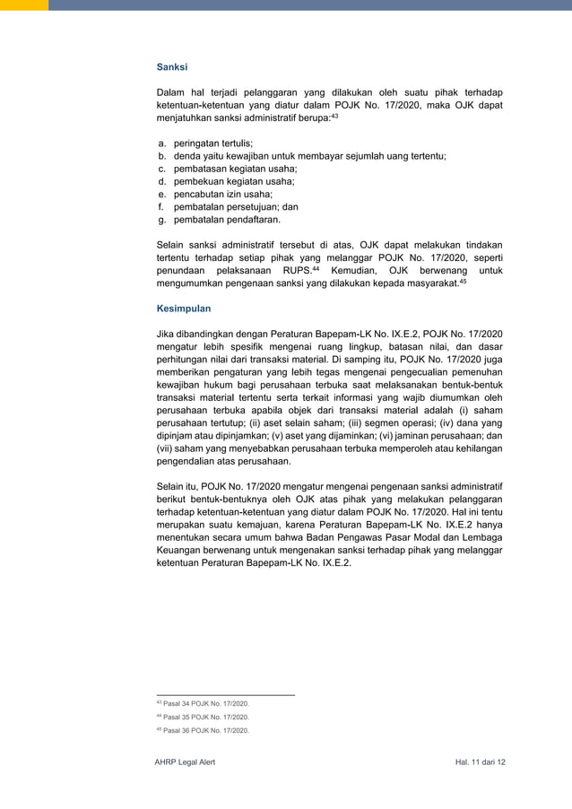 Perubahan Tatanan Norma Hukum Transaksi Material dan Perubahan Kegiatan Usaha Perusahaan Terbuka ...