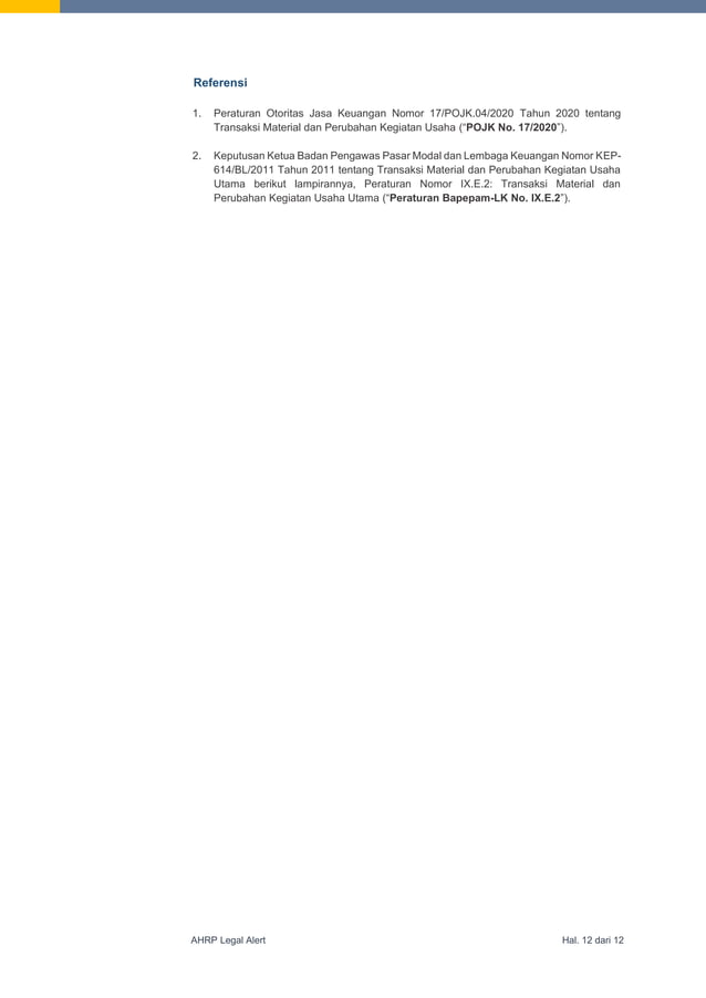 Perubahan Tatanan Norma Hukum Transaksi Material dan Perubahan Kegiatan Usaha Perusahaan Terbuka ...
