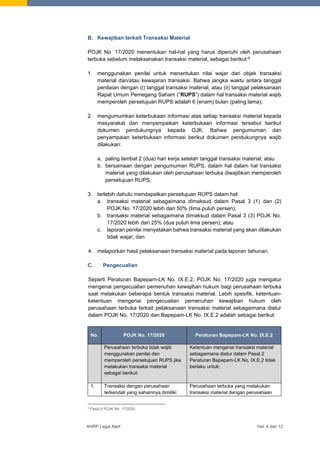 Perubahan Tatanan Norma Hukum Transaksi Material dan Perubahan Kegiatan Usaha Perusahaan Terbuka ...