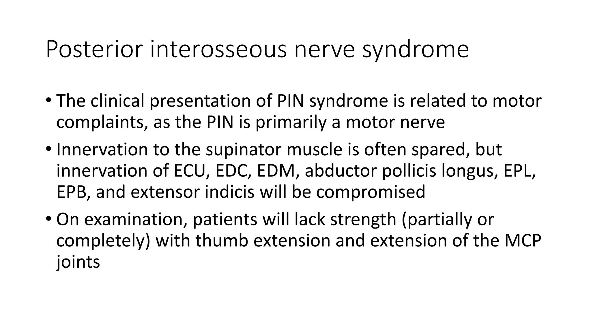 Examination in compressive neuropathies of the radial nerve | PPTX