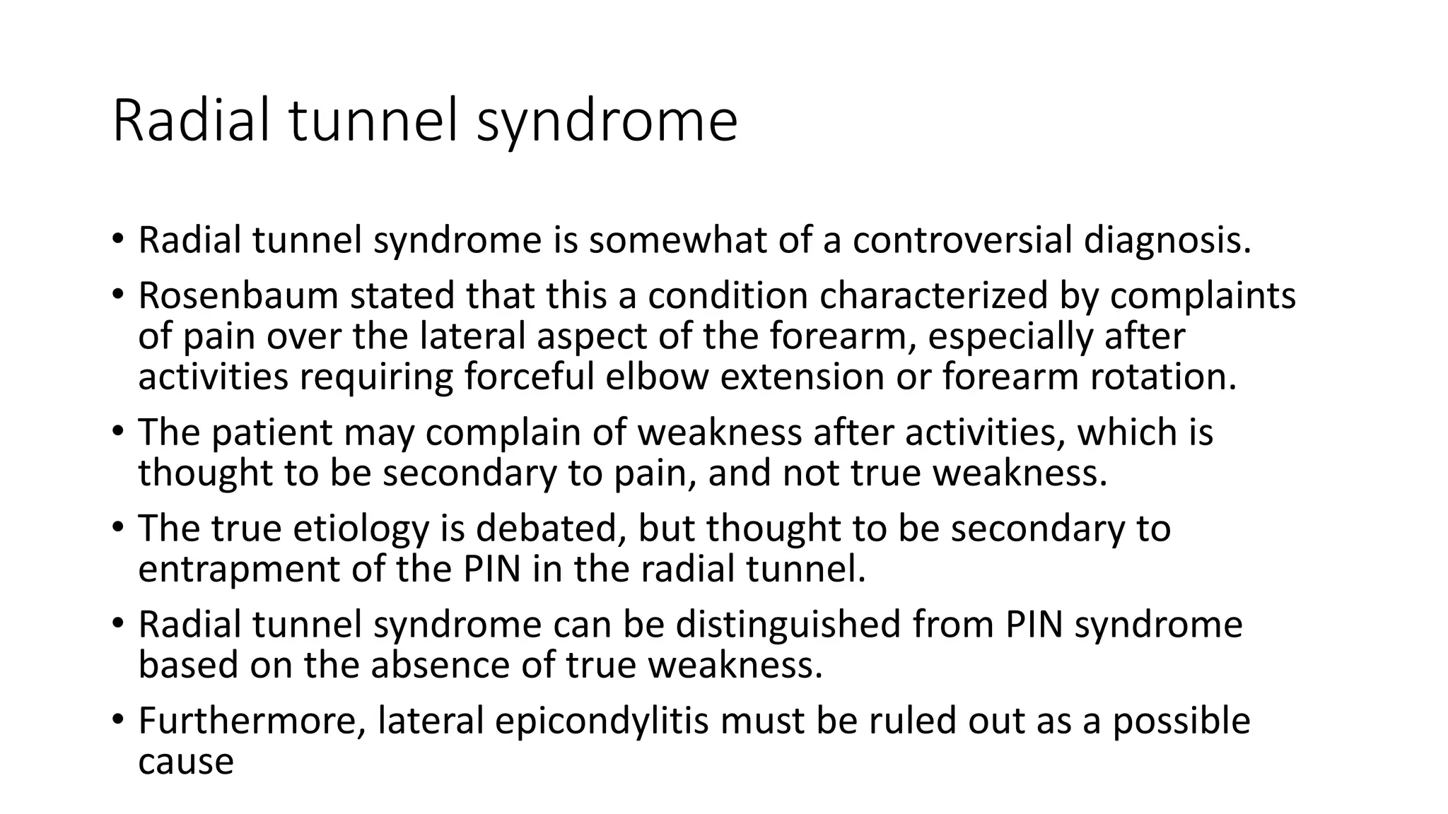 Examination in compressive neuropathies of the radial nerve | PPTX
