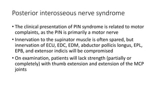 Examination in compressive neuropathies of the radial nerve | PPTX