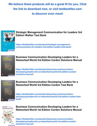 Strategic Management Communication for Leaders 3rd Edition Walker ...