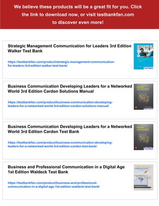 Strategic Management Communication for Leaders 3rd Edition Walker ...