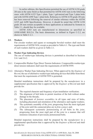 Specification for structural joints using A325 or A490 | PDF