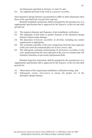 Specification for structural joints using A325 or A490 | PDF