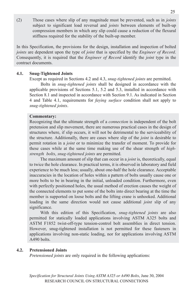 Specification for structural joints using A325 or A490 | PDF