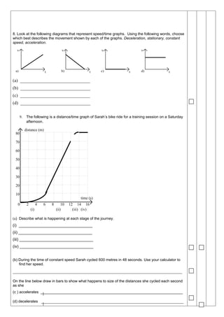 forces and motion practise test 2 | DOC | Physics | Science