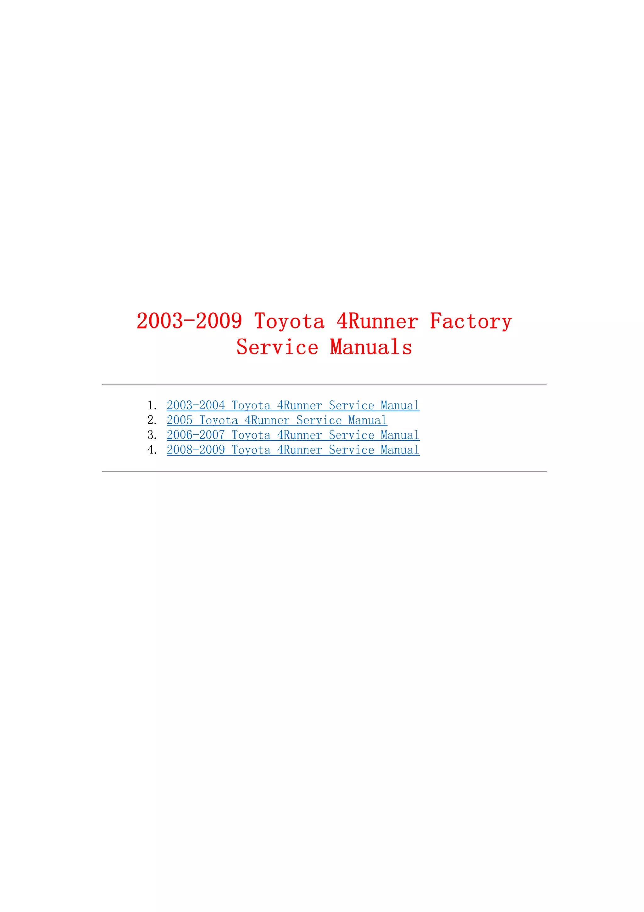 2004 toyota 4 runner service repair manual | PDF