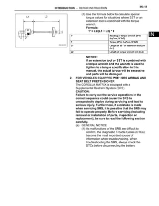 2004 toyota matrix service repair manual | PDF
